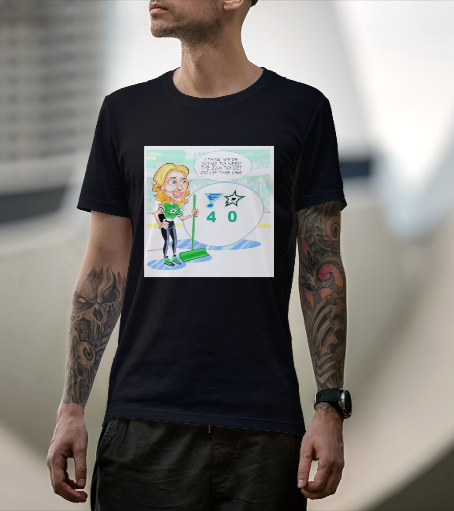 St Louis Blues Vs Dallas Stars Hockey 4 0 Cartoon With Humor And Zamboni Joke T-Shirt