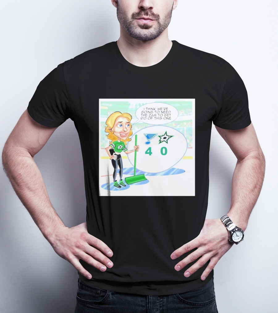 St Louis Blues Vs Dallas Stars Hockey 4 0 Cartoon With Humor And Zamboni Joke T-Shirt