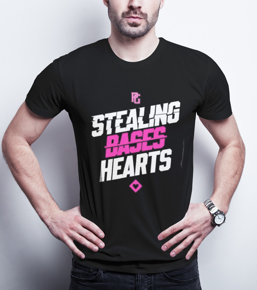 Stealing Bases Hearts Performance Pink Diamond T-Shirt