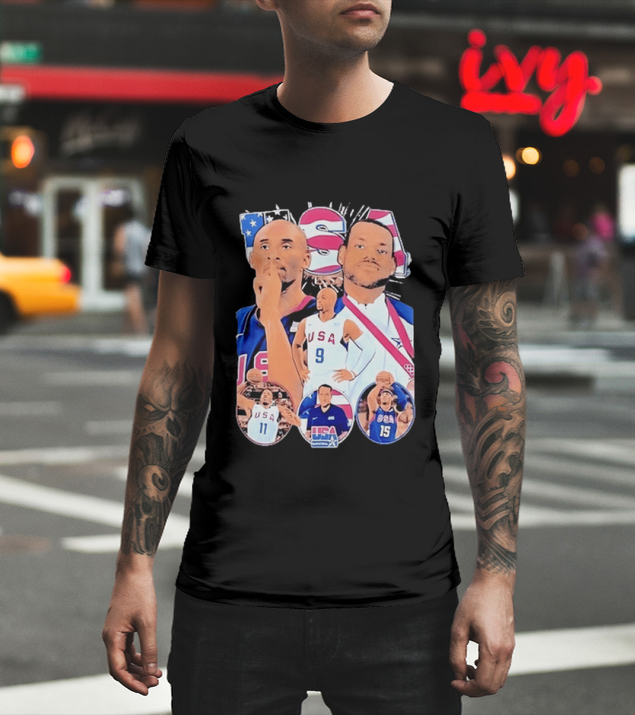 Kobe Bryant LeBron James USA Basketball Legends Iconic Team USA Moments T-Shirt