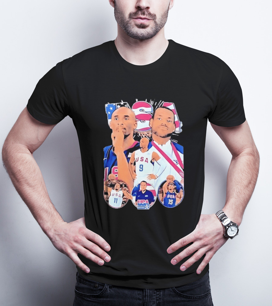 Kobe Bryant LeBron James USA Basketball Legends Iconic Team USA Moments T-Shirt