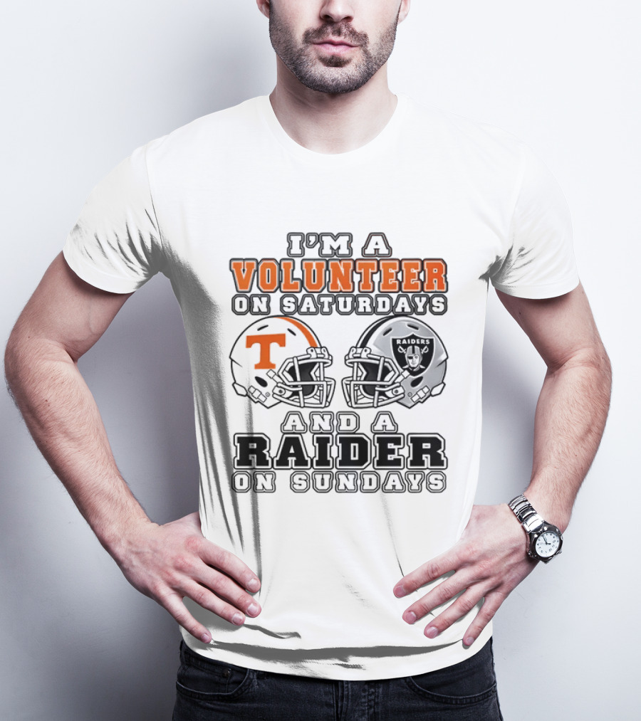 I'm A Volunteer On Saturdays And A Raider On Sundays Tennessee Las Vegas 2026 T-Shirt