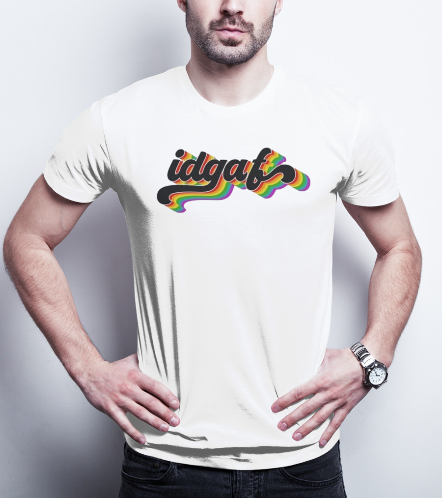 Idgaf Rainbow Groovy Retro Colorful T-Shirt