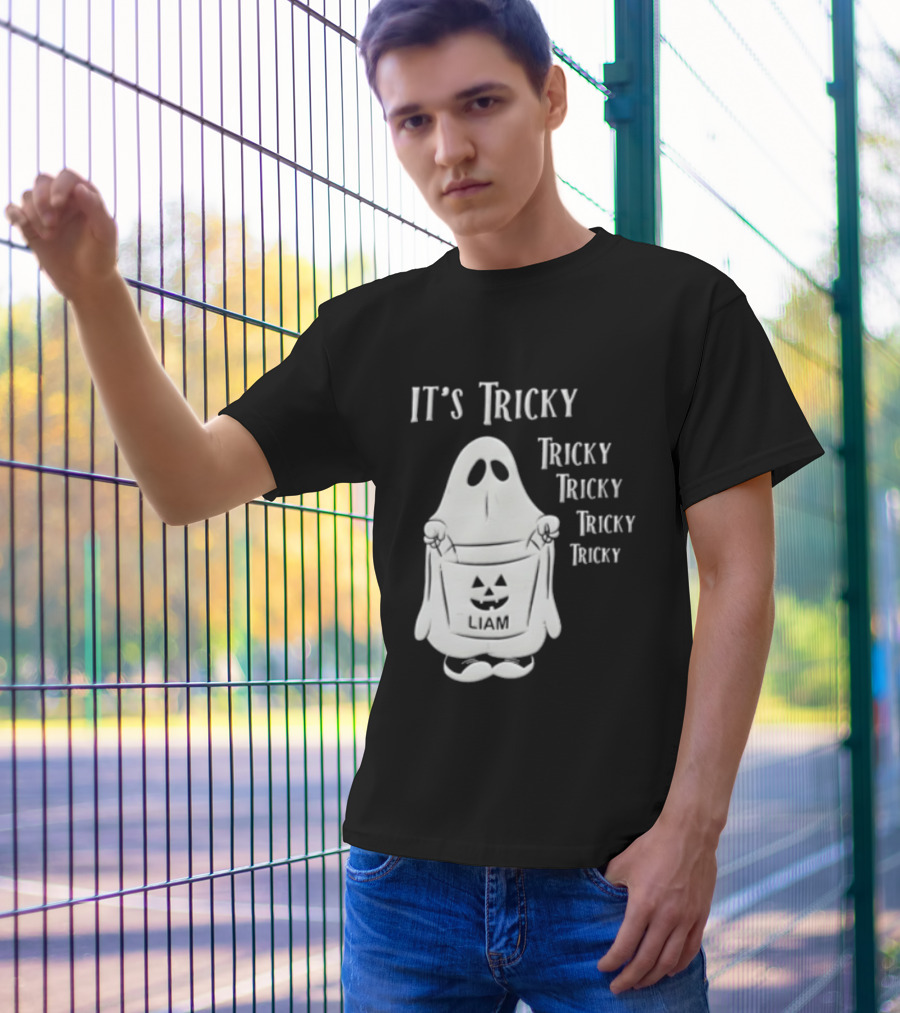It's Tricky Ghost Holding Jack O Lantern Bucket Halloween T-Shirt