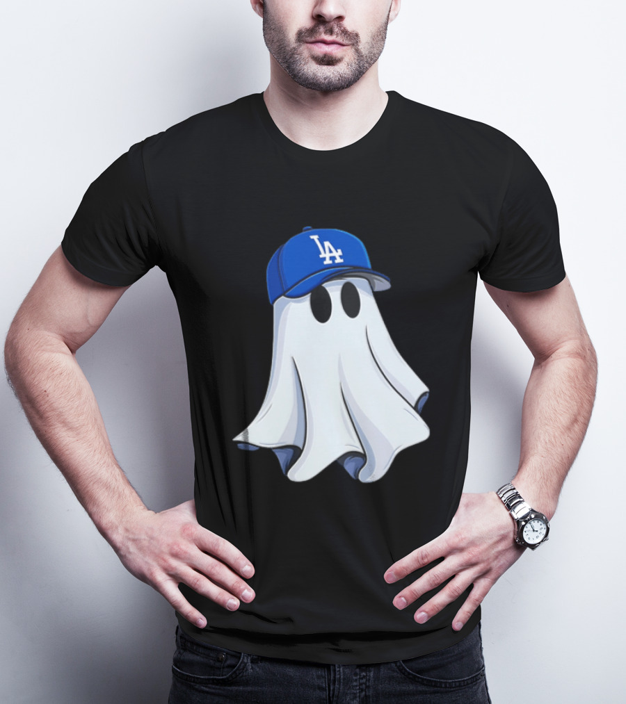 Los Angeles Dodgers Ghost In Blue LA Cap T-Shirt