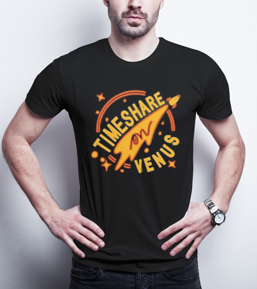 Timeshare On Venus Retro Space Rocket T-Shirt