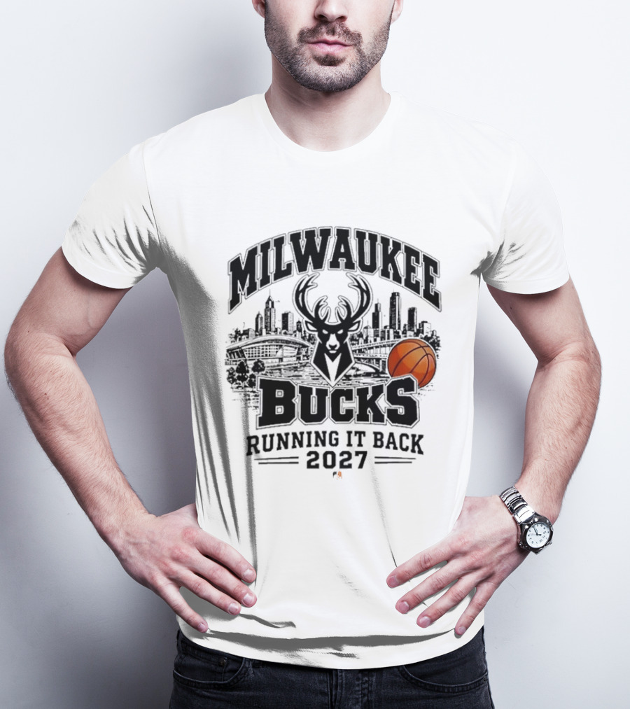 Milwaukee Bucks Running It Back 2027 Basketball Skyline T-Shirt