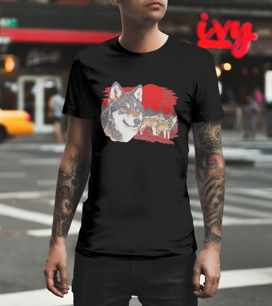 Wolf Pack Under A Moon Wolves Wildlife T-Shirt