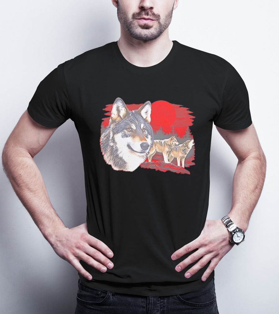 Wolf Pack Under A Moon Wolves Wildlife T-Shirt