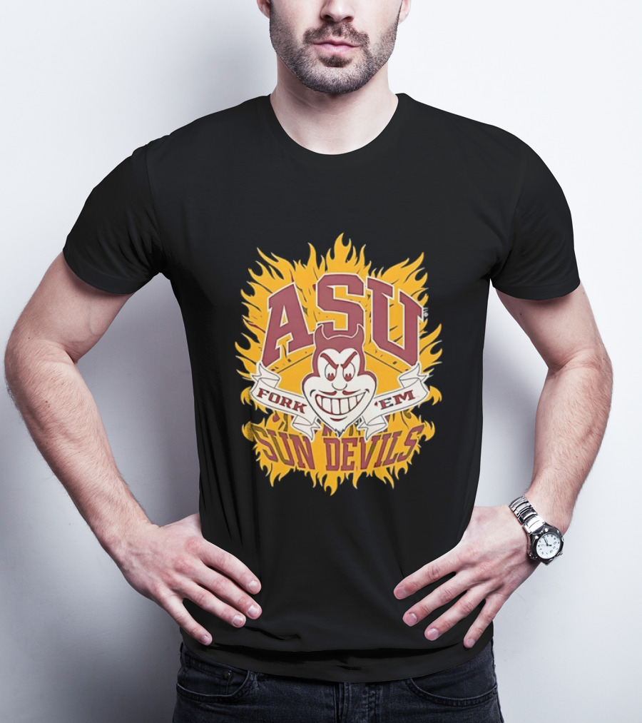 ASU Sun Devils Fork 'Em Arizona State University Fiery T-Shirt