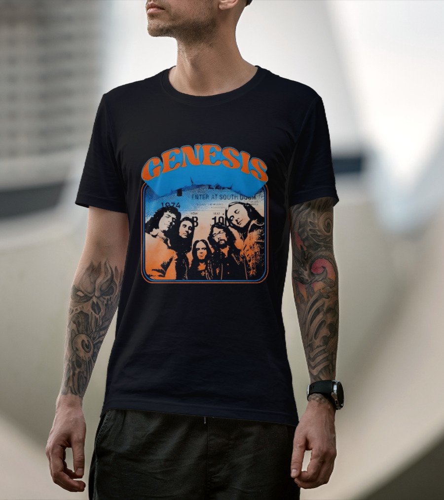 Genesis 1974 Enter At South Door Concert Ticket Progressive Rock T-Shirt