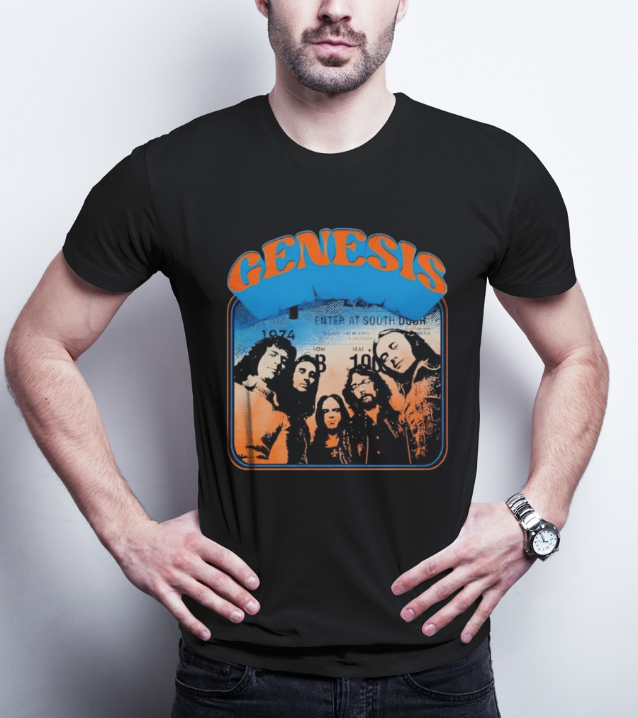 Genesis 1974 Enter At South Door Concert Ticket Progressive Rock T-Shirt