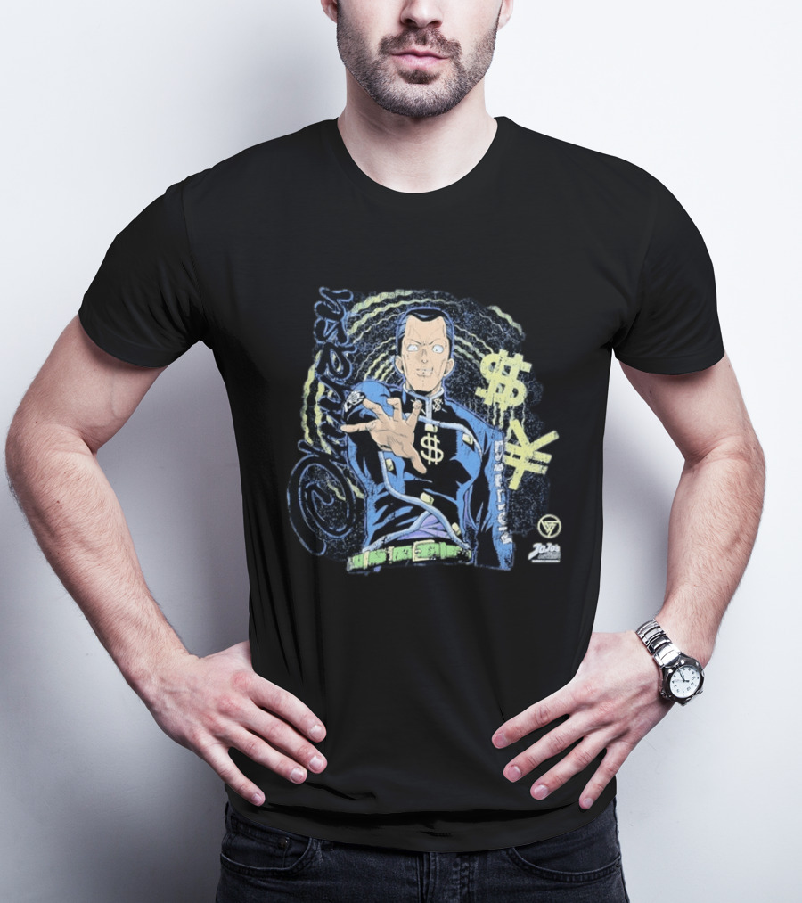 Okuyasu Nijimura JoJo's Bizarre Adventure Dollar Yen Symbols Vortex Spiral T-Shirt