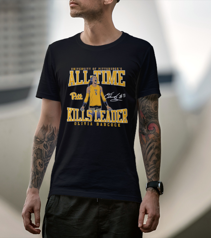 University Of Pittsburgh All Time Kills Leader Olivia Babcock Number 5 T-Shirt