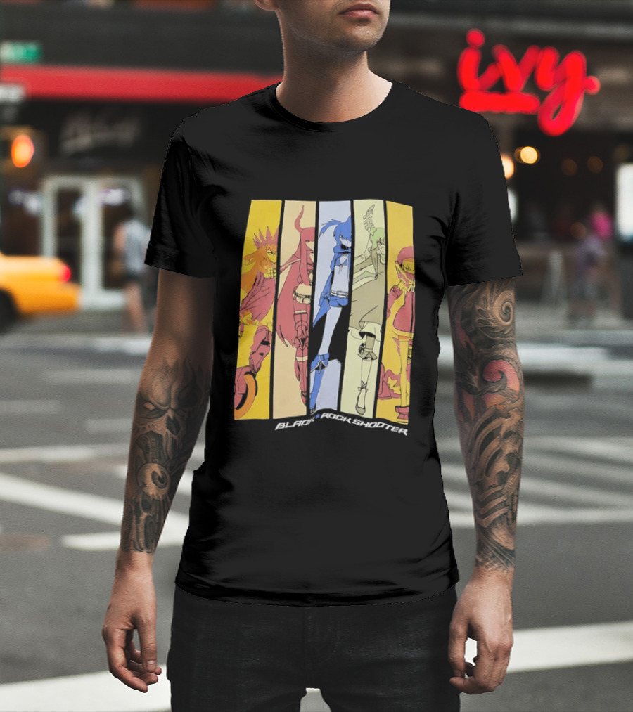 Black Rock Shooter Anime Characters Panel T-Shirt