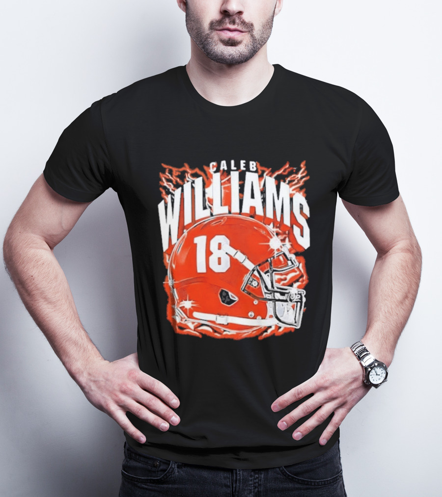 Caleb Williams 18 Lightning Helmet T-Shirt