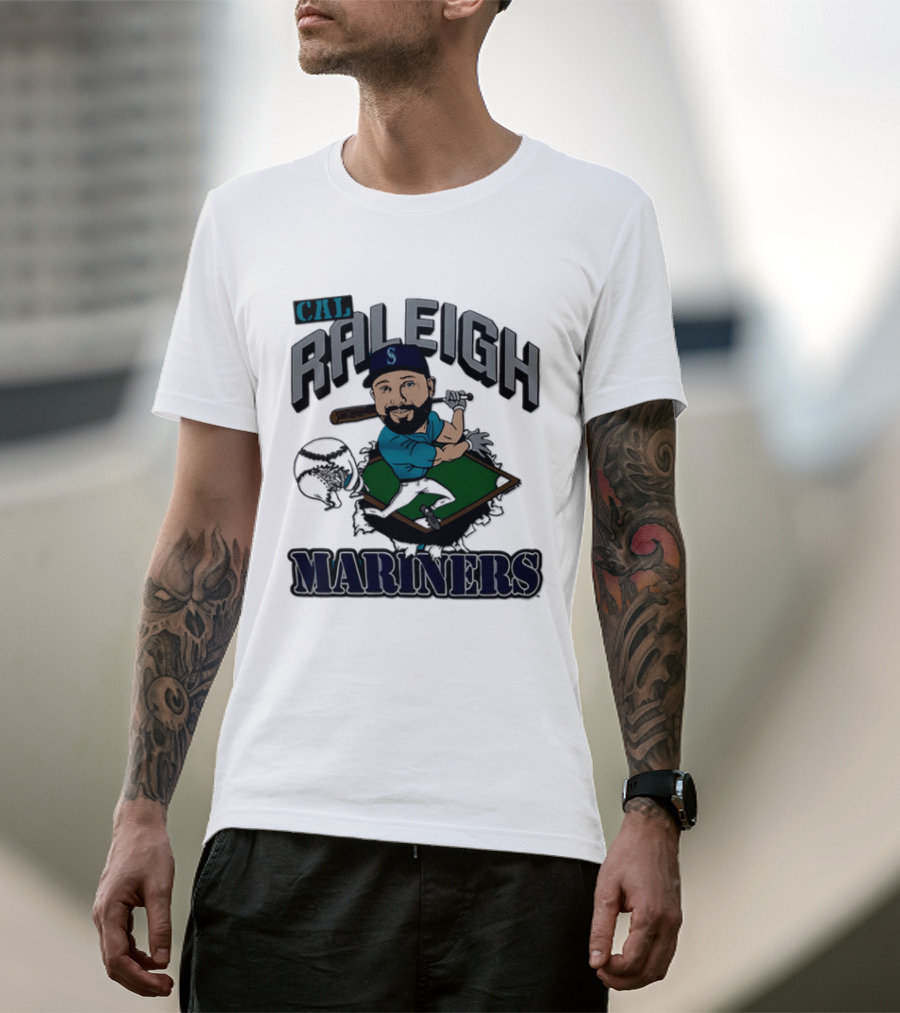 Cal Raleigh Seattle Mariners Player Caricature MLB T-Shirt