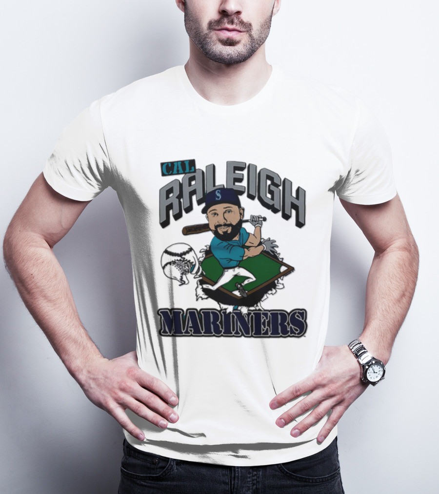 Cal Raleigh Seattle Mariners Player Caricature MLB T-Shirt