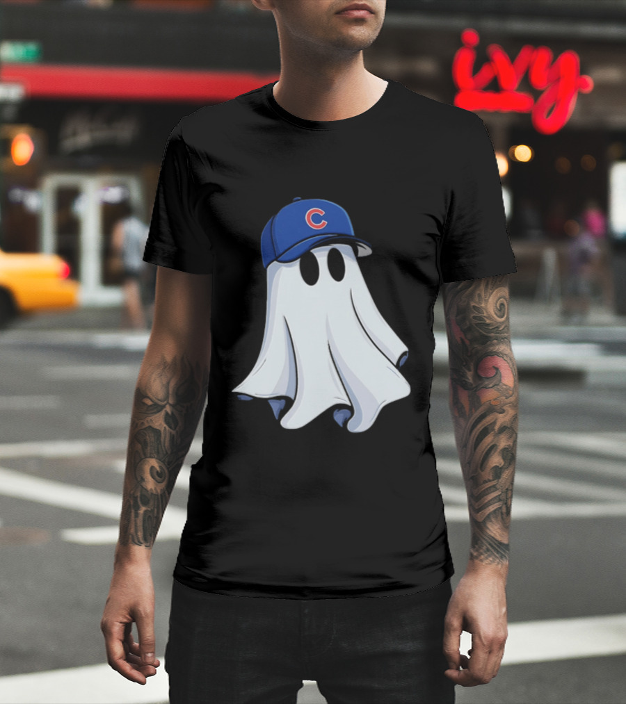 Chicago Cubs Ghost Cartoon Blue Baseball Cap T-Shirt