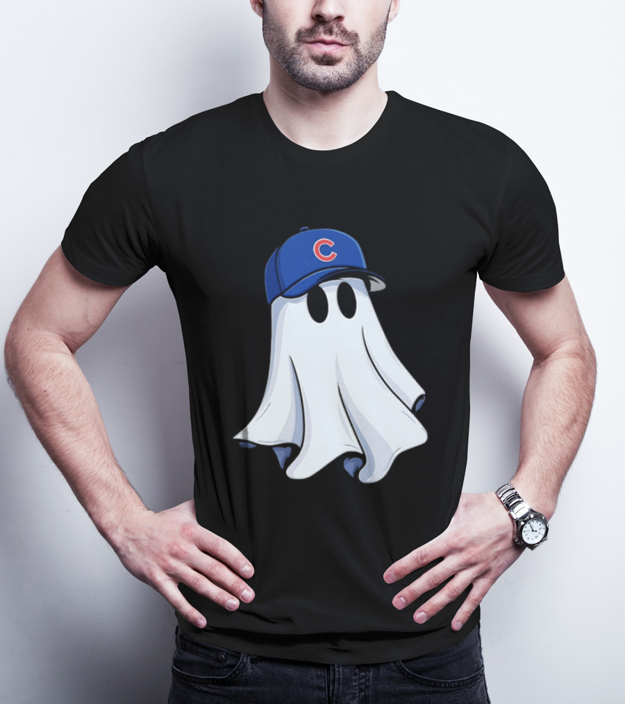 Chicago Cubs Ghost Cartoon Blue Baseball Cap T-Shirt