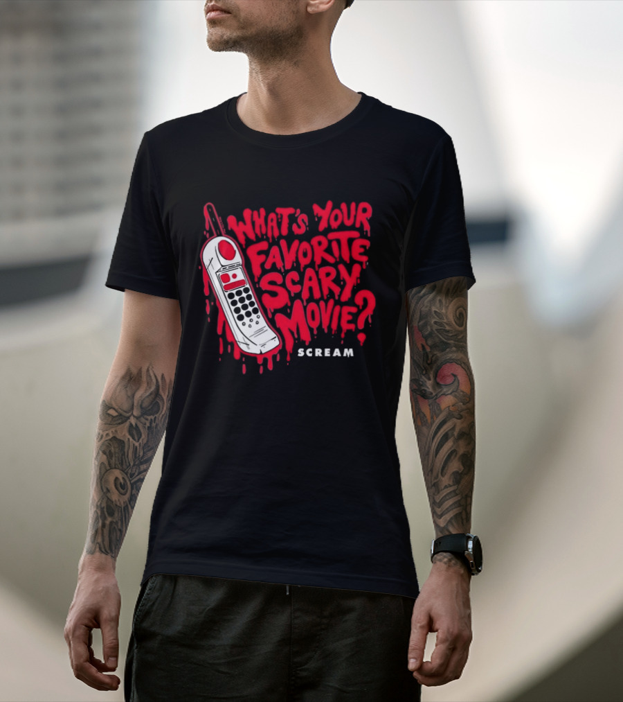 Scream What's Your Favorite Scary Movie Telephone Blood Red T-Shirt