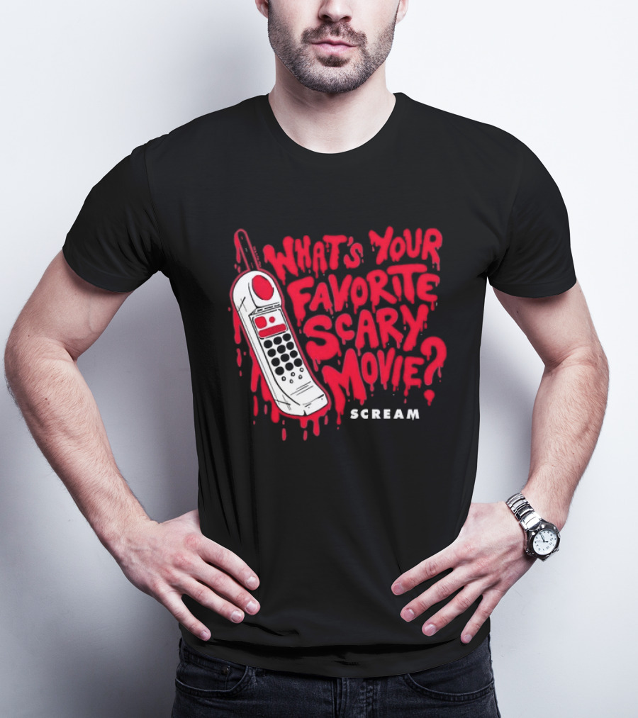 Scream What's Your Favorite Scary Movie Telephone Blood Red T-Shirt