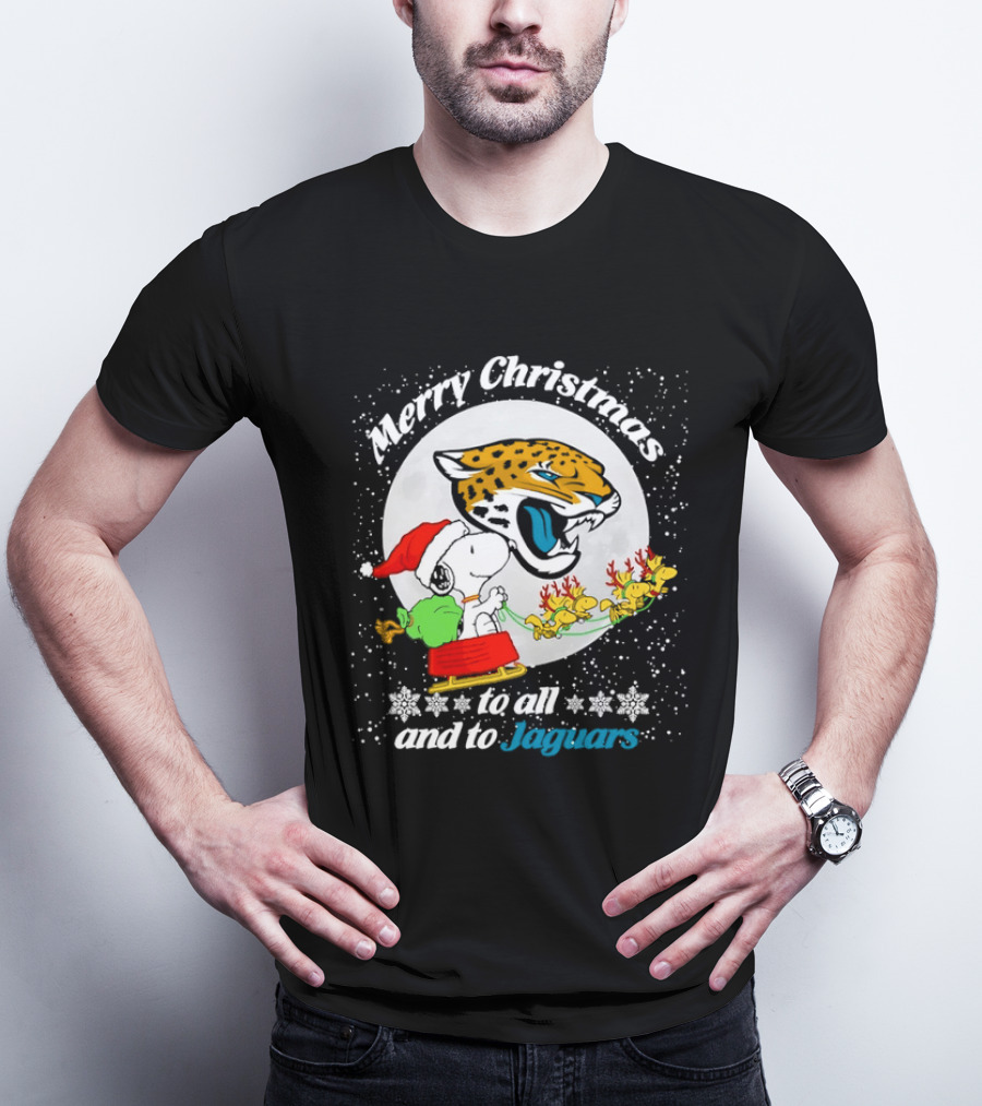 Merry Christmas Snoopy To All And To Jaguars T-Shirt