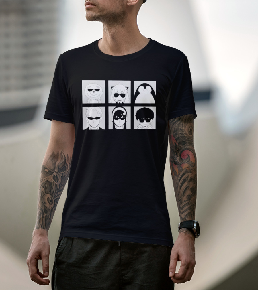 Spy X Family Characters In Sunglasses Box Grid T-Shirt