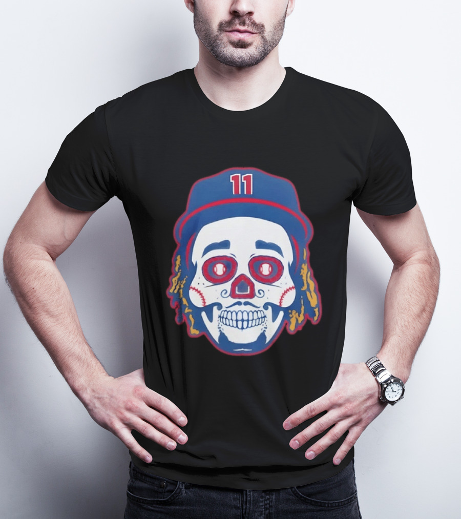 José Ramírez 11 Cleveland Guardians Sugar Skull Baseball Player T-Shirt