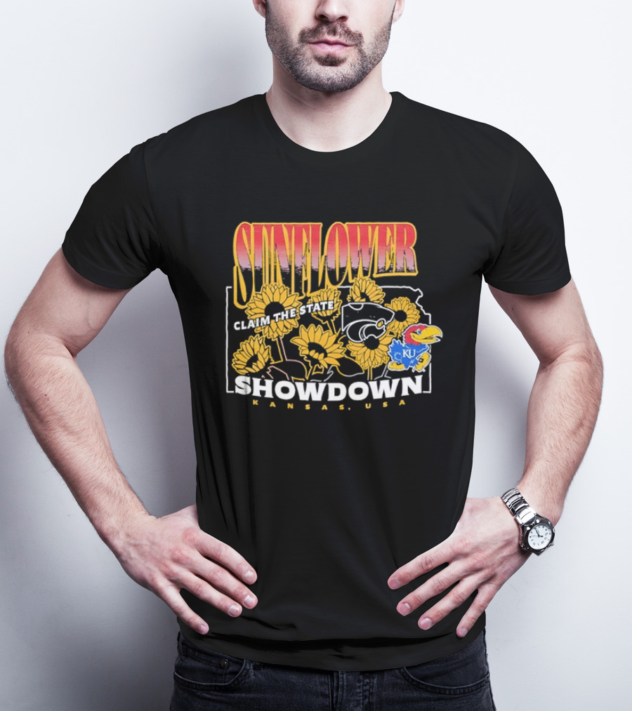 Sunflower Showdown Kansas USA Claim The State KU Kansas University T-Shirt