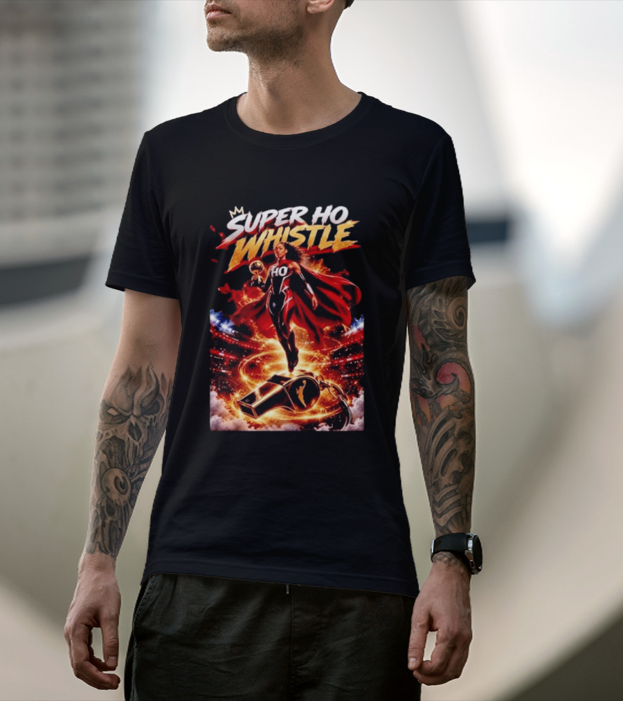 Super Ho Whistle WNBA Basketball Comic Style Heroine T-Shirt