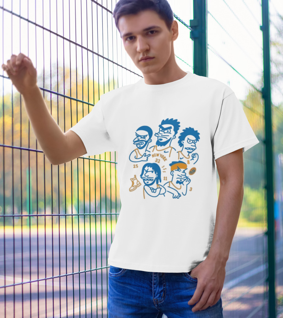 New York Knicks Cartoon 25 30 23 11 NBA Basketball Players T-Shirt