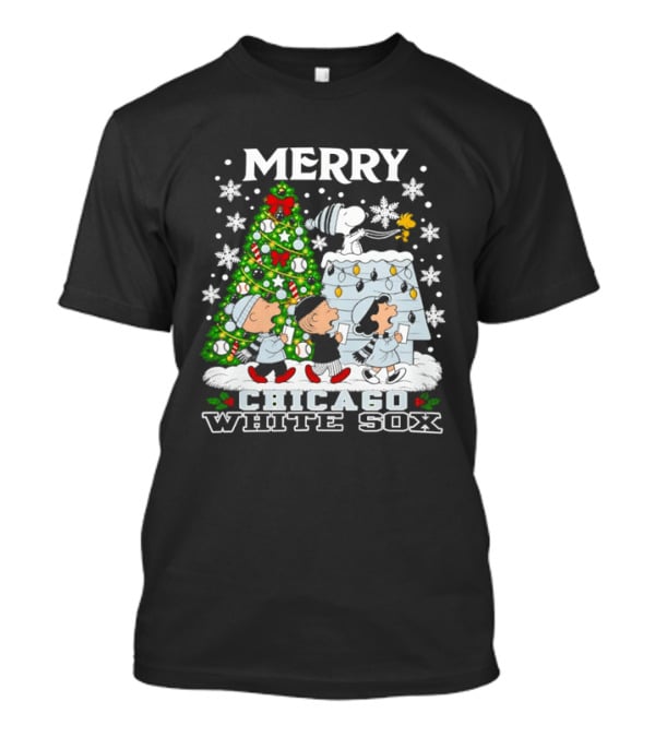Merry Christmas Peanuts Chicago White Sox Snoopy Woodstock Holiday T-Shirt