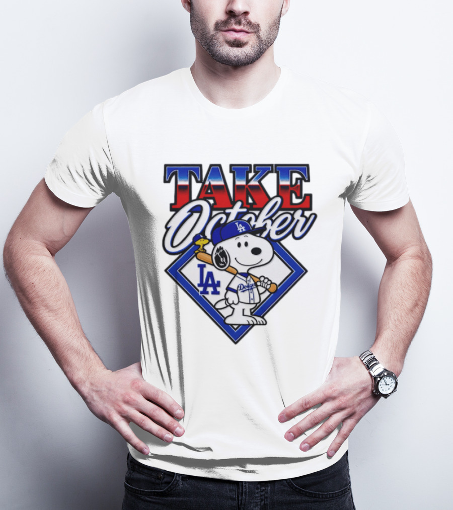 Snoopy LA Dodgers MLB Take October Baseball Postseason T-Shirt