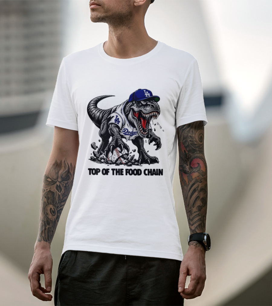 Tyrannosaurus Los Angeles Dodgers MLB Top Of The Food Chain Baseball Rex T-Shirt