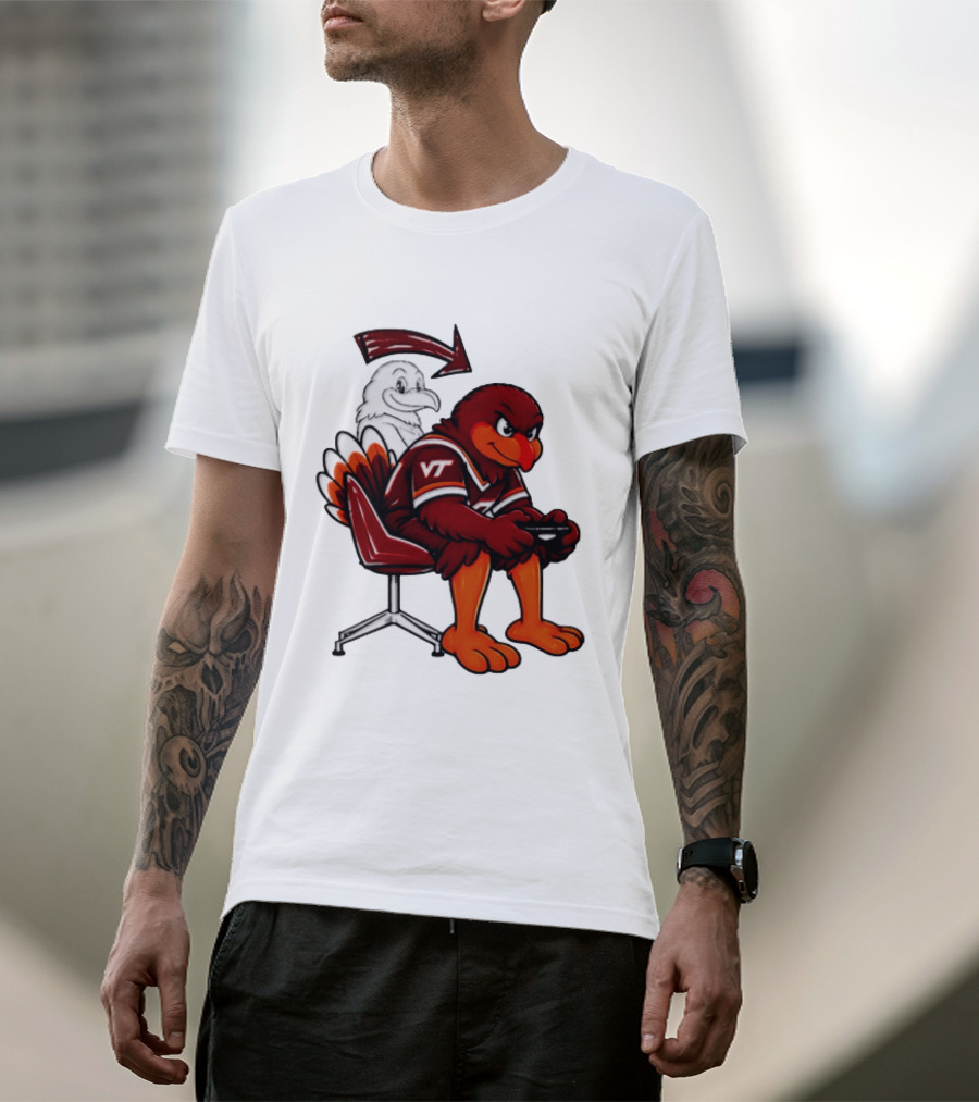 Virginia Tech Hokies Turkey Playing Video Game NCAAF Team Spirit T-Shirt