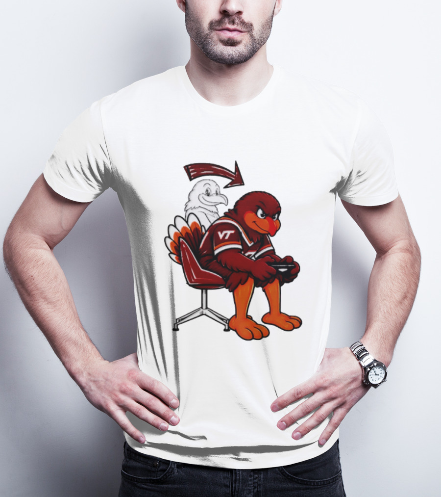 Virginia Tech Hokies Turkey Playing Video Game NCAAF Team Spirit T-Shirt