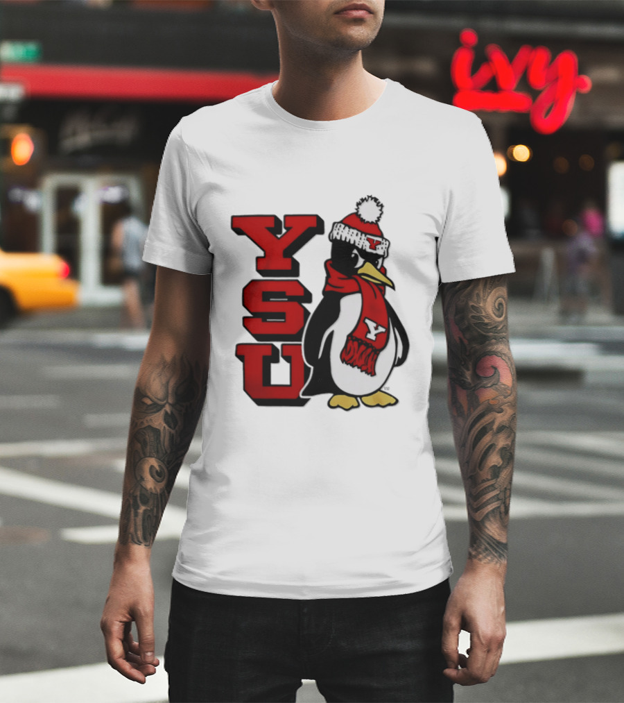 Youngstown State University YSU Penguin Winter Hat Scarf T-Shirt