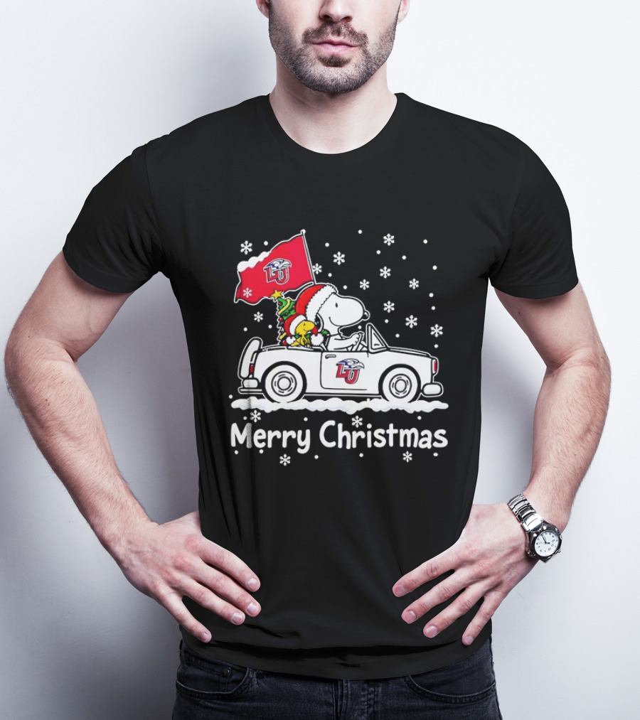 Liberty Flames Snoopy Woodstock Driving Car Merry Christmas Holiday T-Shirt
