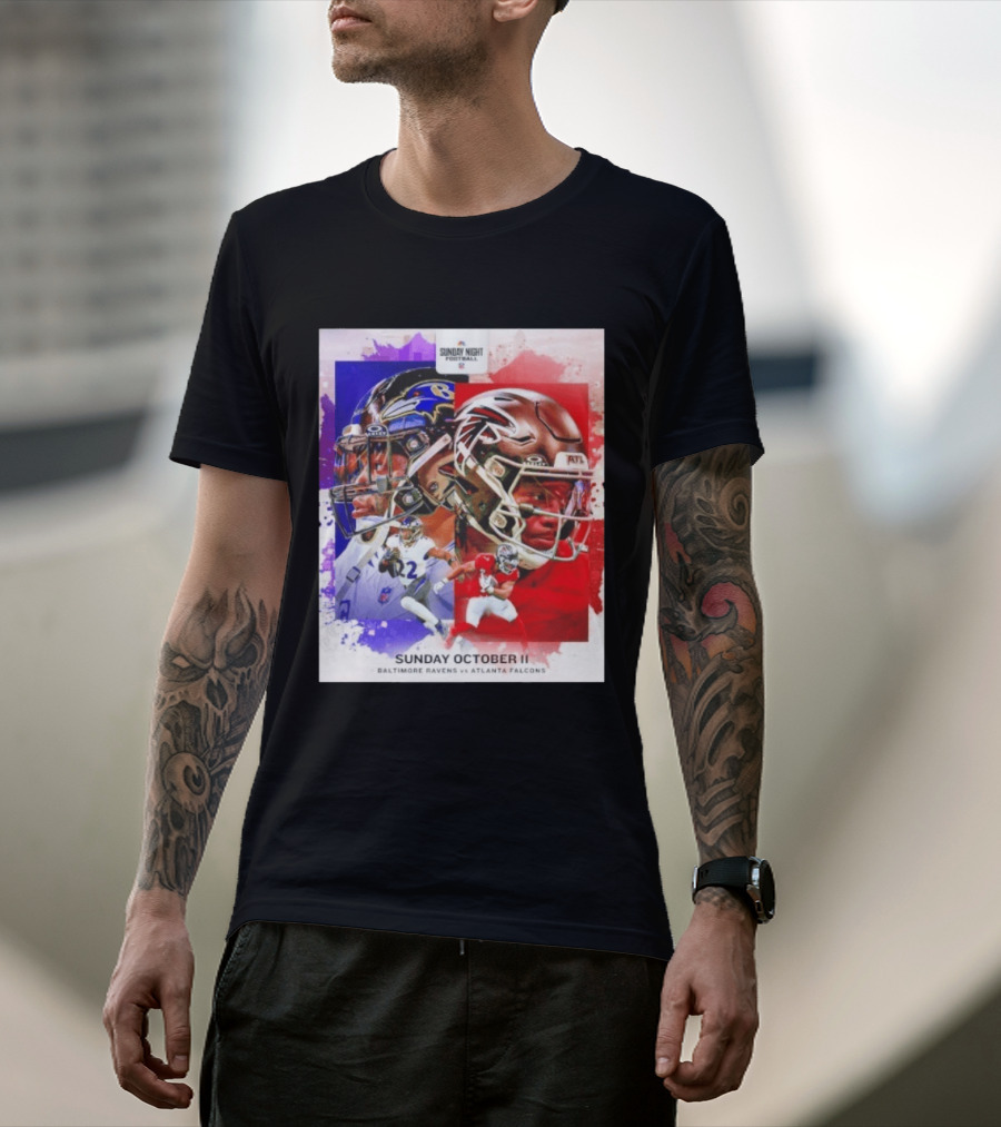 Sunday Night Football October 11 Baltimore Ravens Vs Atlanta Falcons NFL Matchup T-Shirt