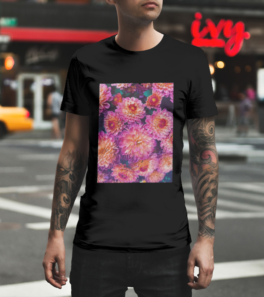 Many Pink And Orange Chrysanthemum Flowers In Full Bloom T-Shirt