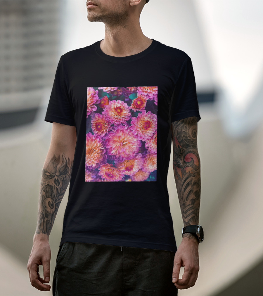 Many Pink And Orange Chrysanthemum Flowers In Full Bloom T-Shirt