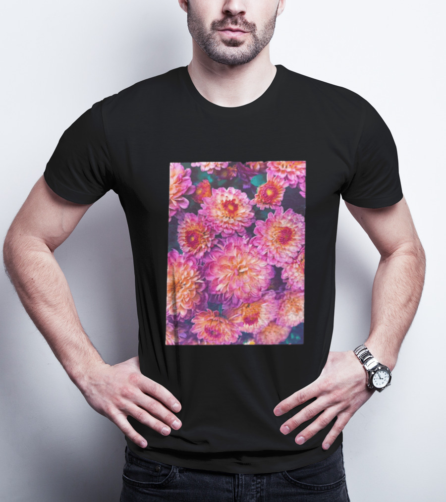 Many Pink And Orange Chrysanthemum Flowers In Full Bloom T-Shirt