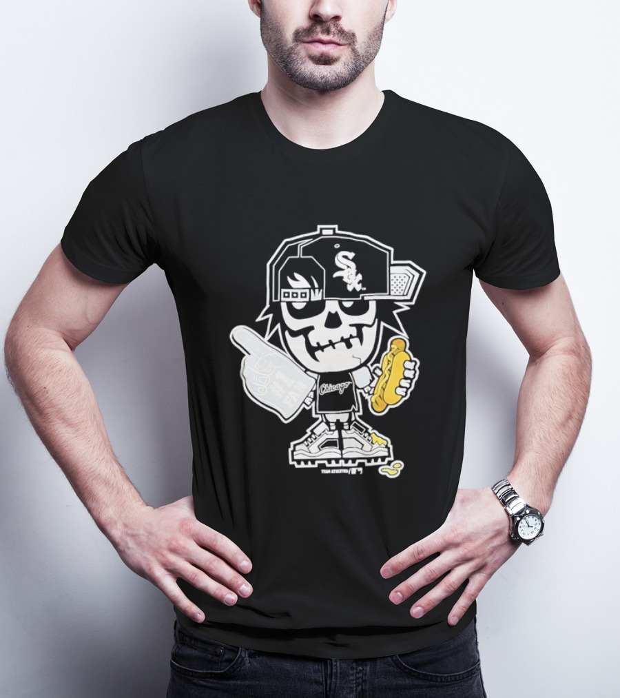 Chicago White Sox Skeleton No 1 Foam Finger Hot Dog Cap T-Shirt