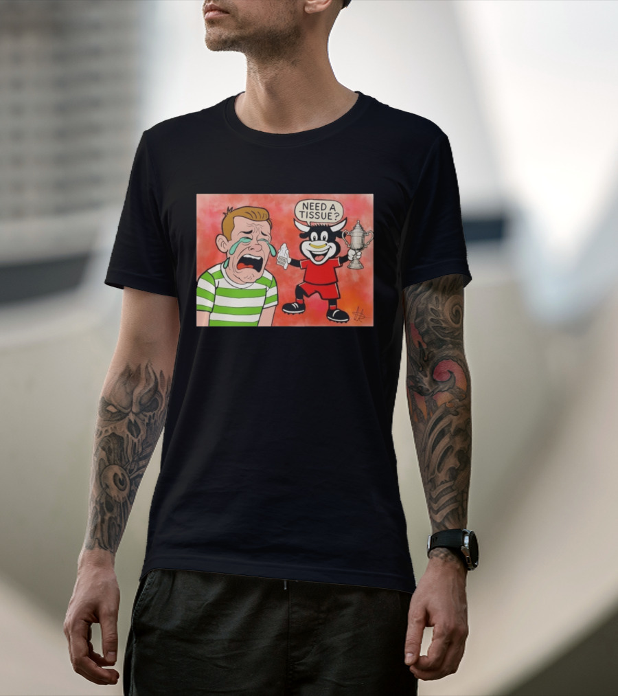 Need A Tissue Aberdeen FC Taunting Crying Celtic Cartoon Trophy T-Shirt