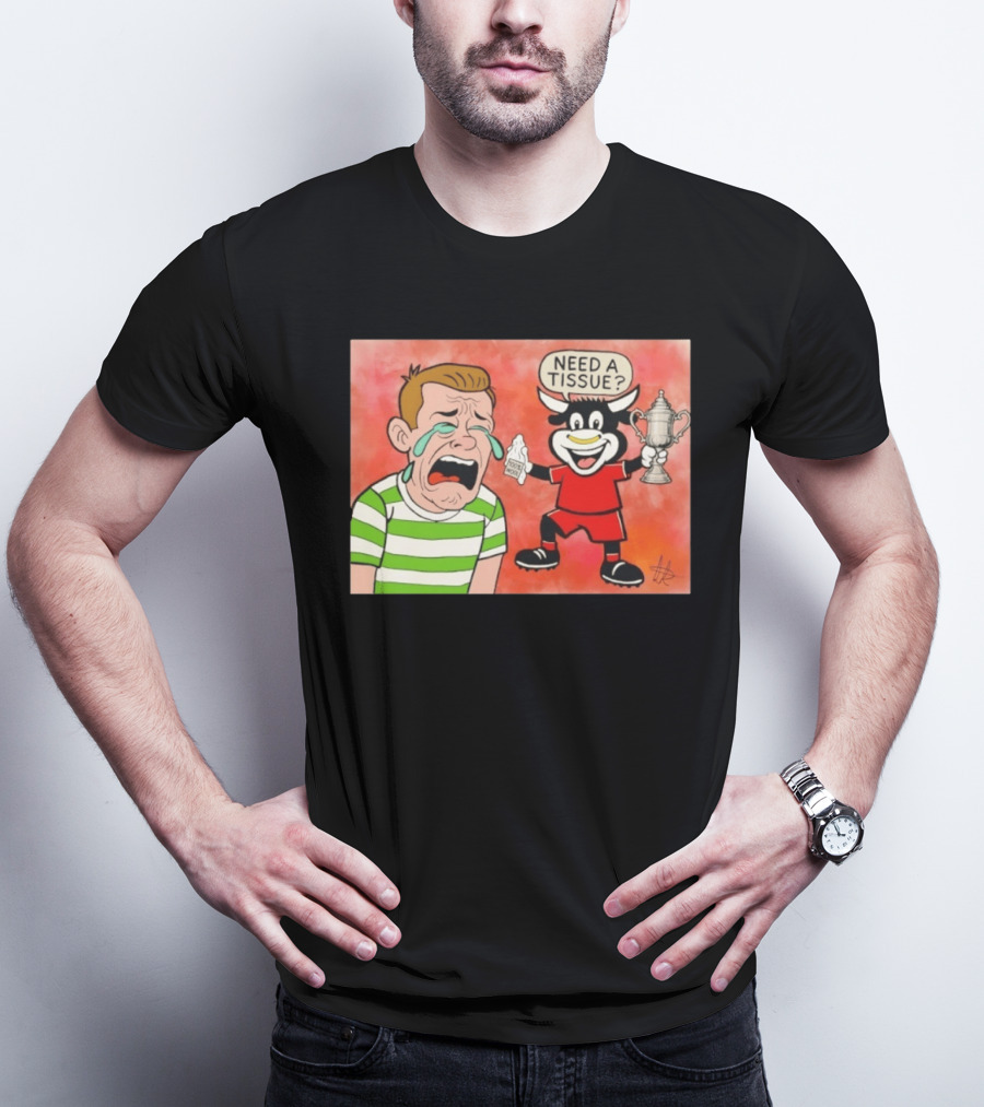 Need A Tissue Aberdeen FC Taunting Crying Celtic Cartoon Trophy T-Shirt