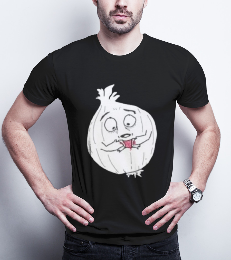 Crying Onion Cartoon Funny Vegetable Drawing T-Shirt