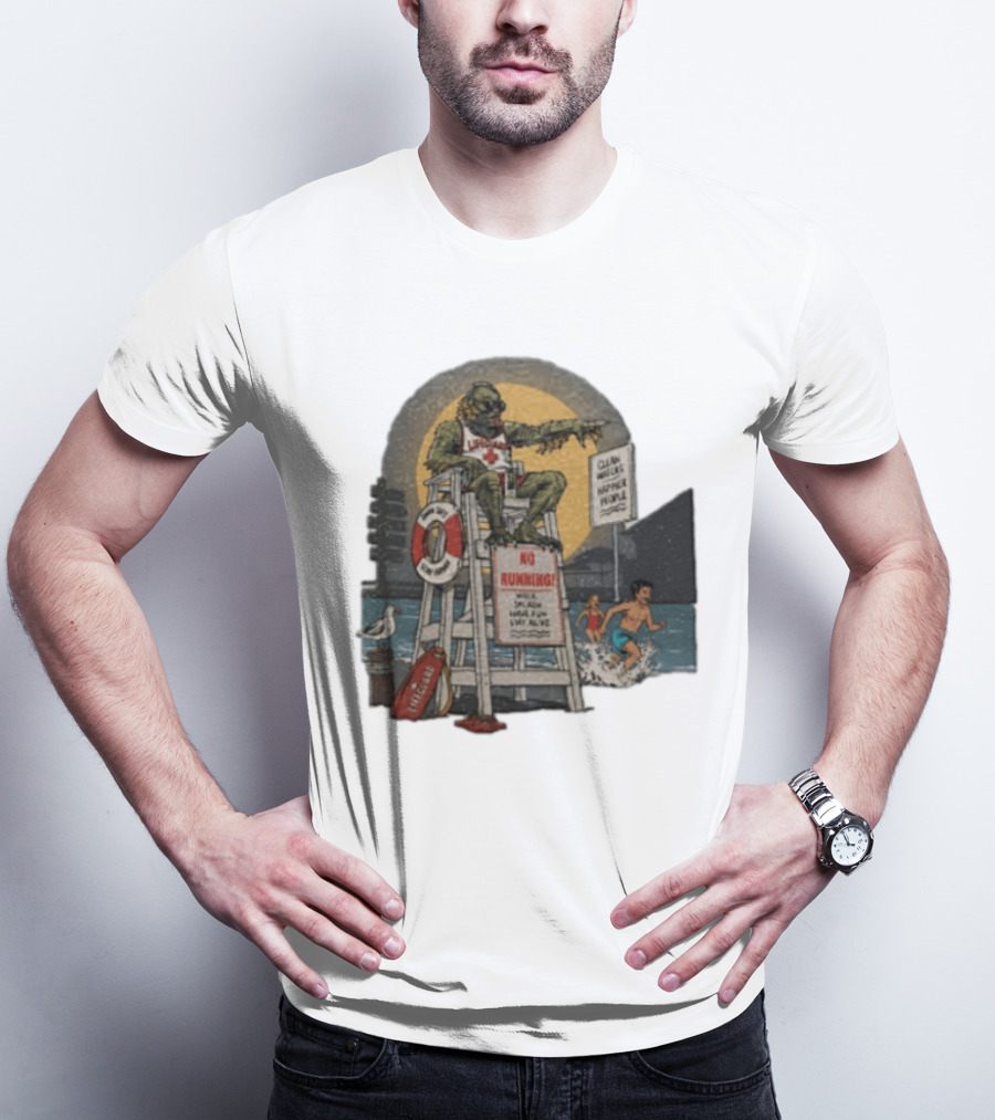 Lifeguard Creature No Running Walk Splash Stay Alive Clean Waters Happy People T-Shirt