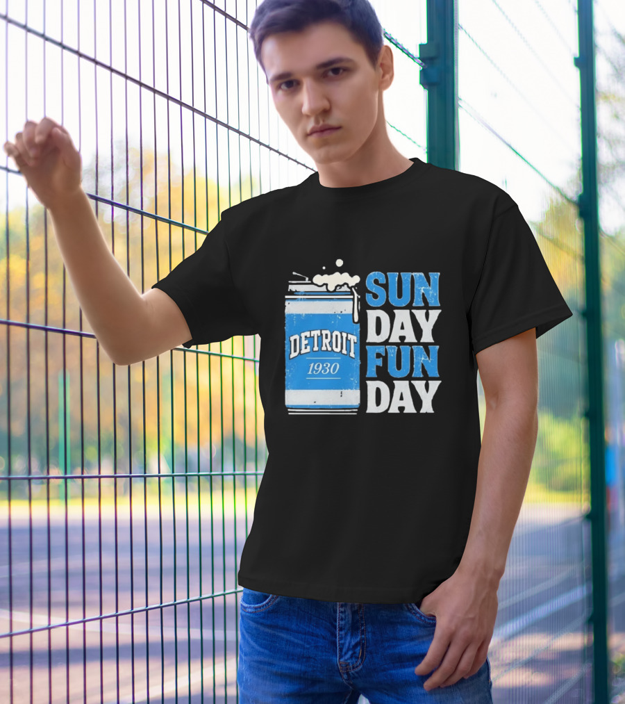 Detroit 1930 Beer Can Sun Day Fun Day Distressed T-Shirt