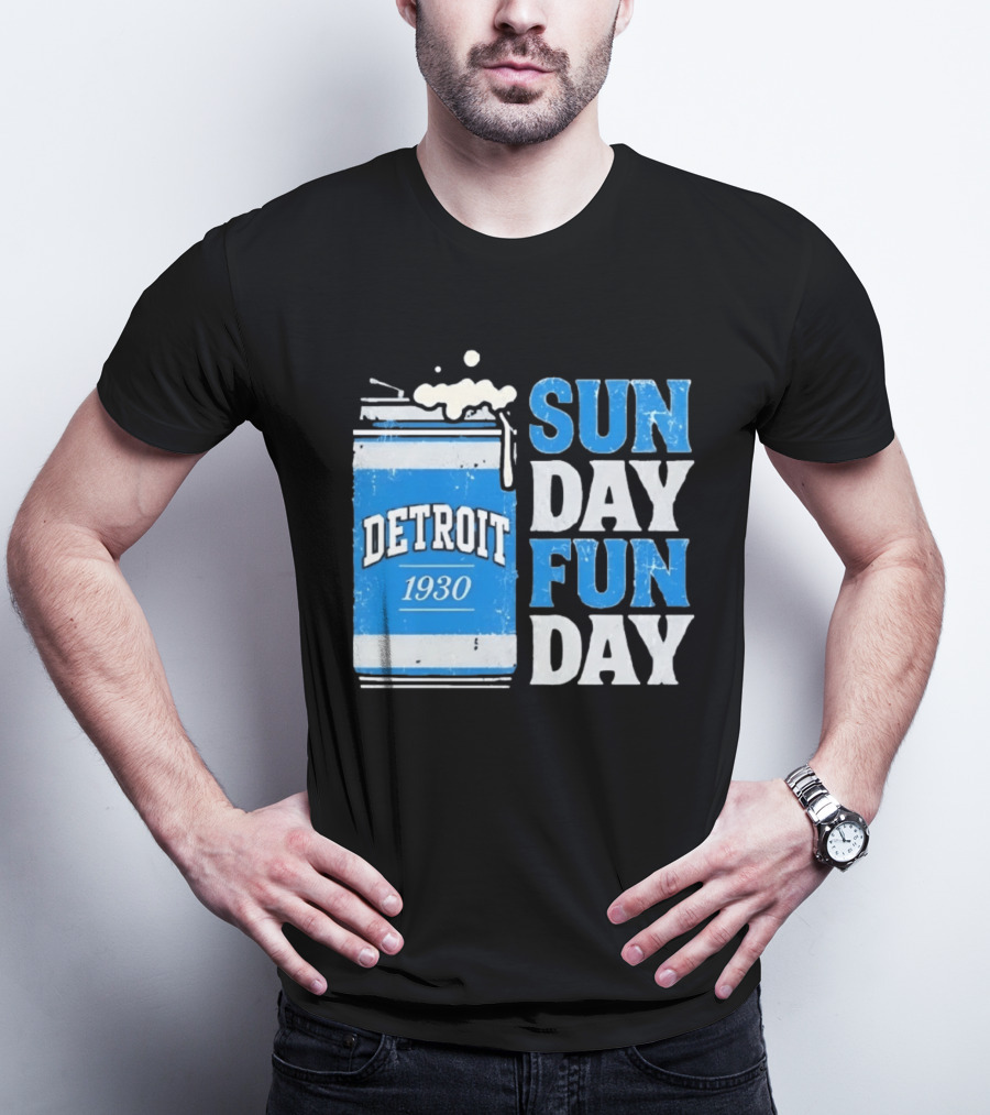 Detroit 1930 Beer Can Sun Day Fun Day Distressed T-Shirt